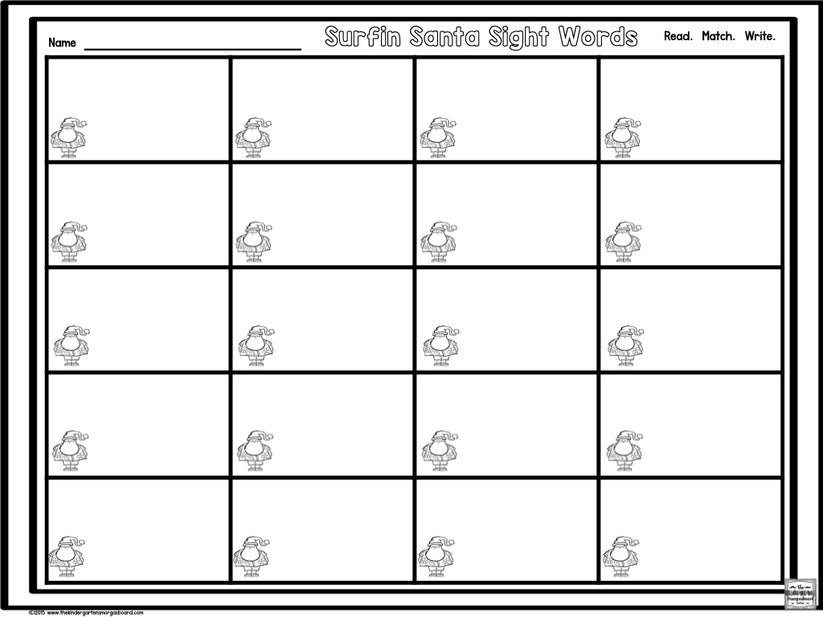 Surfin' Santa Editable Sight Words Game – The Kindergarten Smorgasboard ...