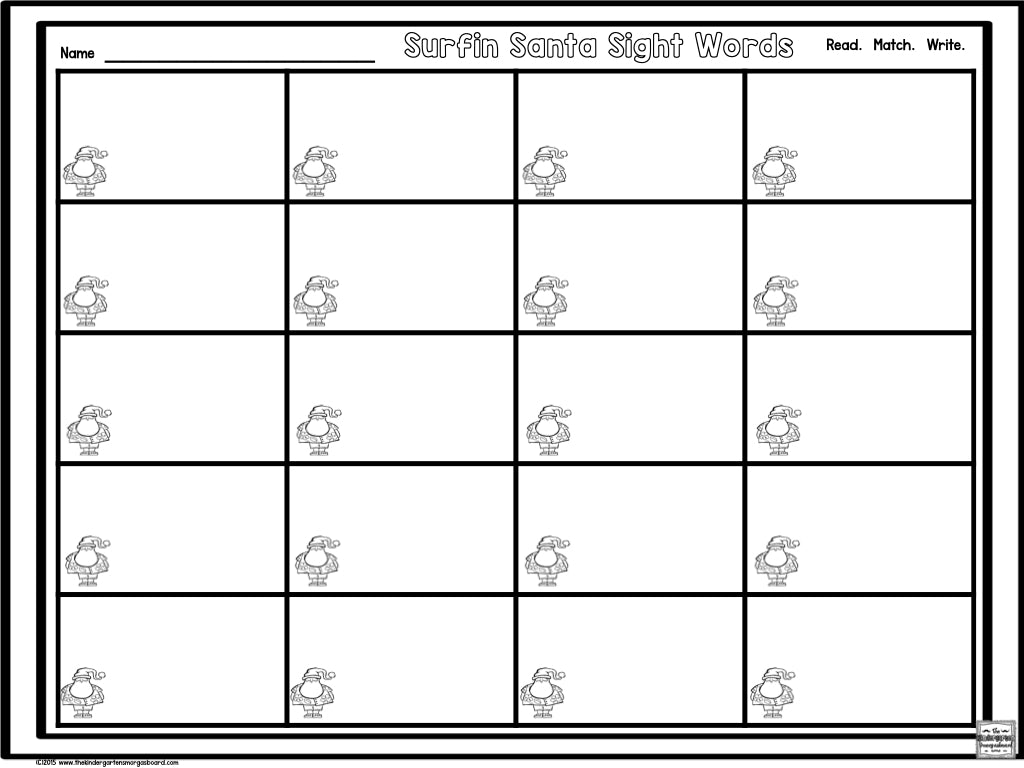 Surfin' Santa Editable Sight Words Game – The Kindergarten Smorgasboard ...